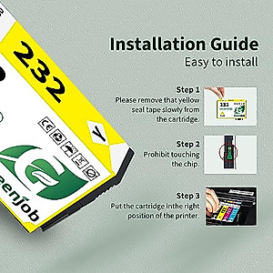 Greenjob 232XL Remanufactured Ink Cartridges Replacement for Epson 232XL Ink Cartridges Combo Pack 232 XL T232 T232XL to use with Expression Home XP-4200 XP-4205 Workforce WF-2930 WF-2950 (4 Pack)