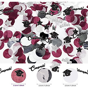 Graduation Decorations Maroon Siver/Burgundy Silver Table Decorations/Burgundy Silver Graduation Confetti/Maroon Graduation Party Table Decorations