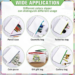 30 Pieces Makeup Bags in Bulk Canvas Pencil Bag Travel Cosmetic Bags Blank DIY Craft Bag Canvas Pen Case Pencil Pouch Makeup Pouch Canvas Zipper Pouch Bags for Girls Teens (9.84 x 5.11 x 1.96 Inches)