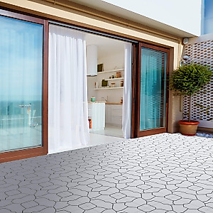 Pure Garden Deck Tiles – Set of 6 Polypropylene Interlocking Patio Tiles – Weather-Resistant Outdoor Flooring for Balcony, Porch, and Garage (Gray)