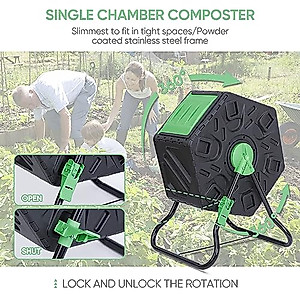 18.5 Gal Compost Bin Garden Composting Sturdy Compost Bins Tumbler Garden Yard