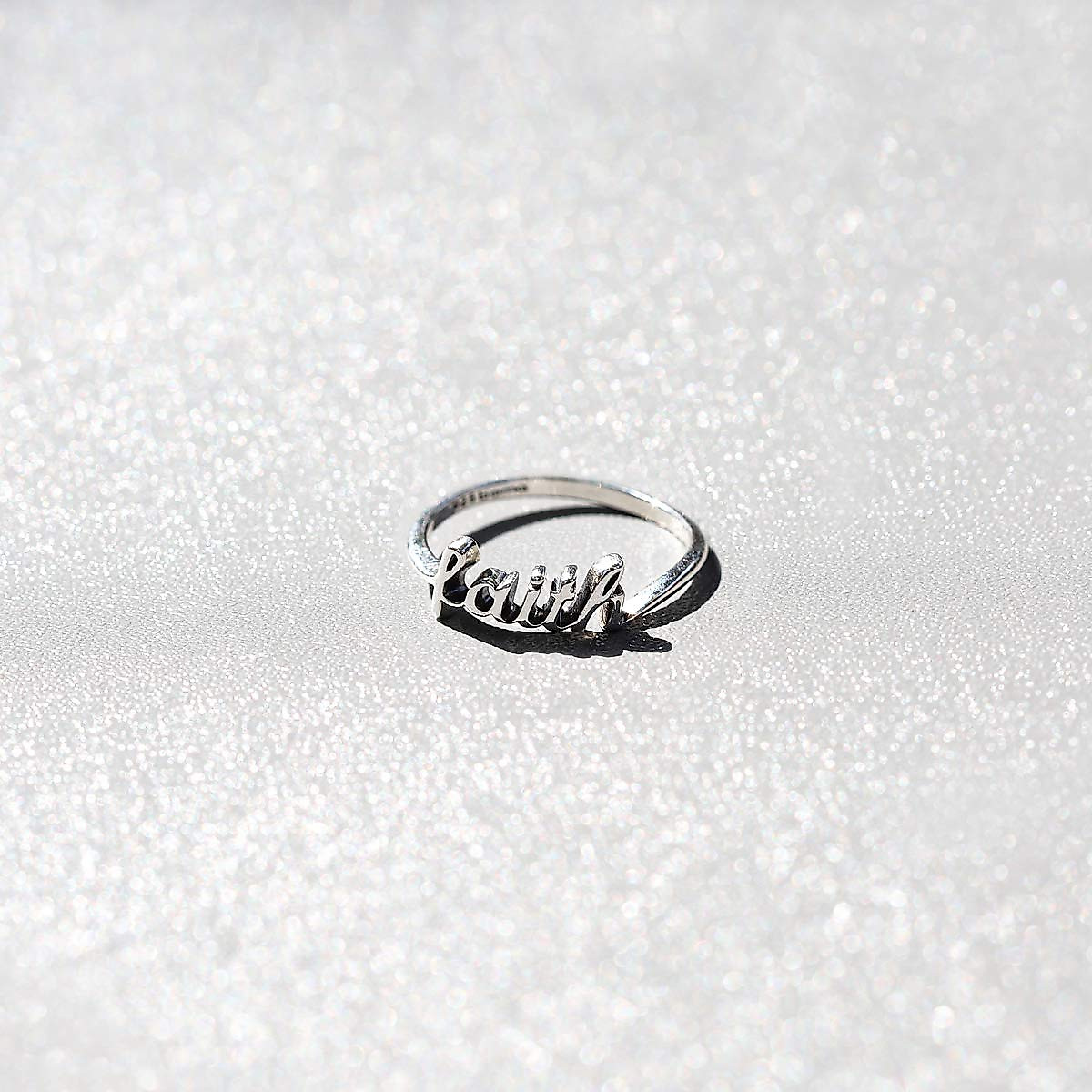 Boma Jewelry Sterling Silver Faith Script Ring, Size 7
