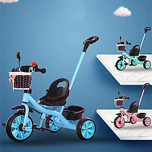Stroller Wagon Tricycle Trike Kids' Trikes Pedal Cars Children's Tricycle with Removable Parents Push Handle Retractable Footrest Pedal Boys Girls Kids Bike Toddler Scooters Pushchairs with Adjustable
