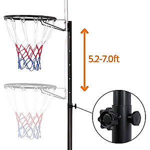 Yaheetech Portable Basketball Hoop System 5.2-7 ft Height Adjustable Basketball Stand for Youth Indoor/Outdoor w/Wheels 29 Inch Backboard Basketball Goals