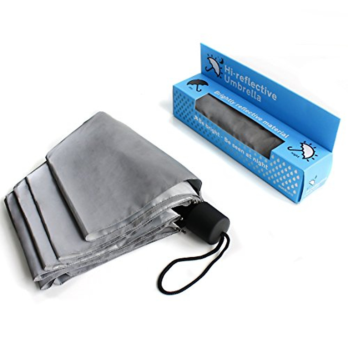 Suck UK | Compact Reflective Umbrella | Reflects Even the Smallest Amount of Light | Stay Safe in Poor Visibility | Lightweight Windproof Umbrella | High Visibility Umbrella