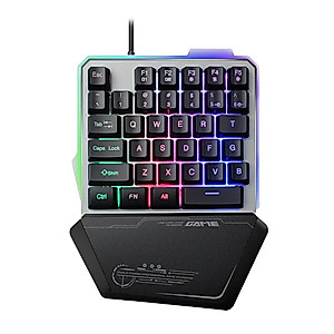 One Handed Keyboard, Jancal RGB Gaming Single-Handed Keyboard with 35 Keys for PS4/Xbox/PC, Portable Mini Left Hand Keypad RGB Backlit/Macro Definition, Wired USB Mobile Game Half Keypad