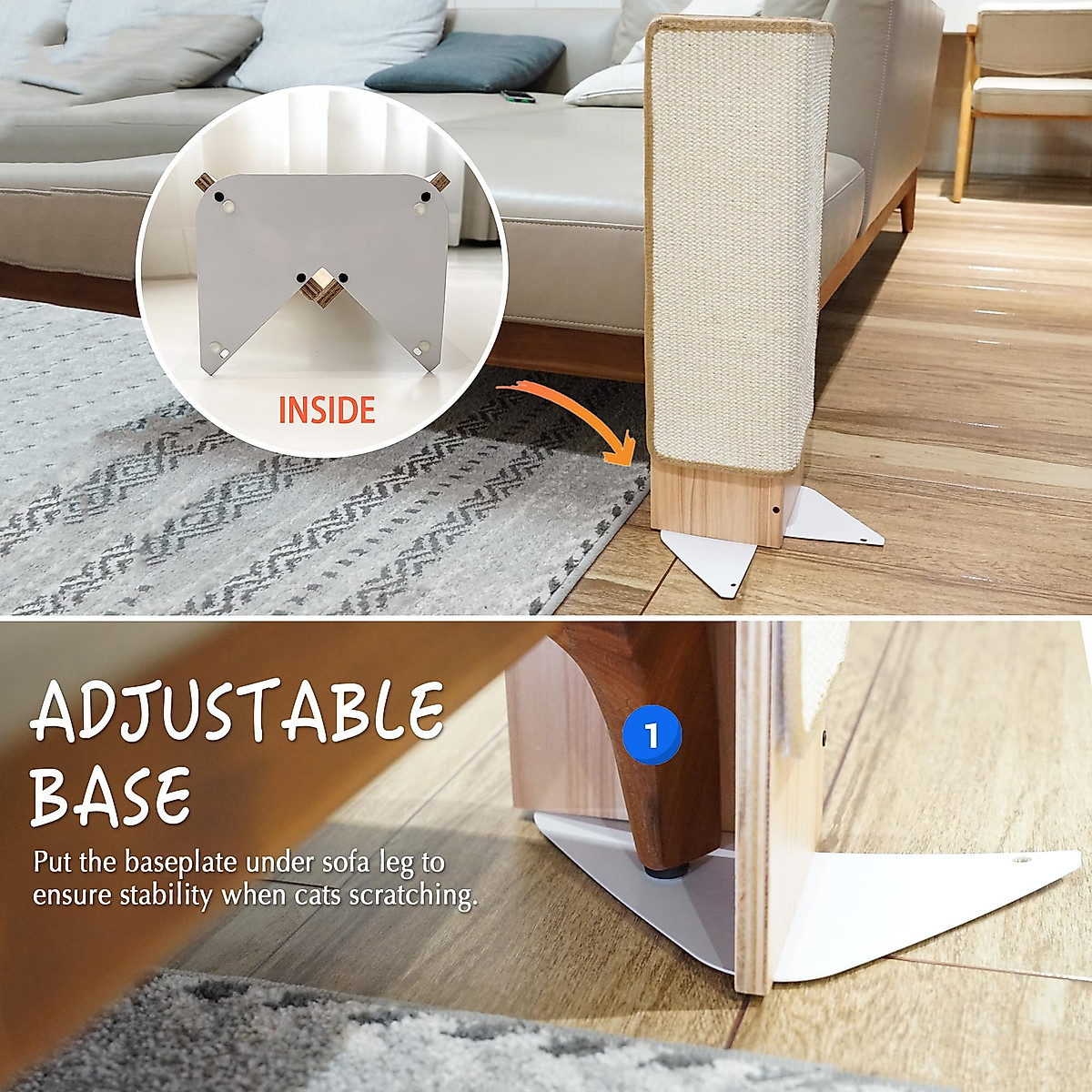 PETKARAY Cat Scratcher, Sisal Corner Scratching Post, Cat Scratch Pad for Indoor Cats, Wall Scratcher Furniture Protector with Catnip (Large Size)