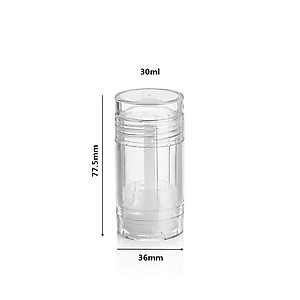 1 Oz(30ml) Twist-up Deodorant Containers,5 Pcs Clear Empty Deodorant Bottles Lip Balm Tubes Fot DIY Travel