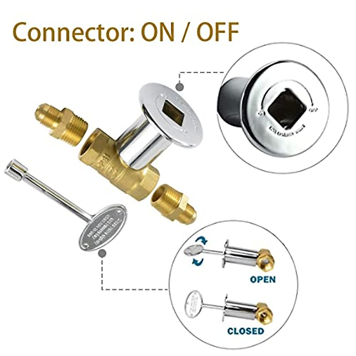 5FT Fire Pit Installation Kit of Replacement Parts, Propane Gas Connector with 1/2" Chrome Key Control Valve, 150K BTU Connection Hose