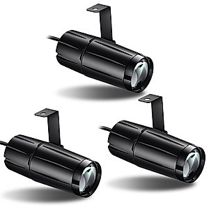 3 Pcs Pinspot Light with Cord Disco Ball Light White LED Stage Lighting 5W Bright Mirror Ball Spotlight Lights Narrow Beam LED Projection Lamp for Halloween Party KTV Bar DJ Event Beach Theater