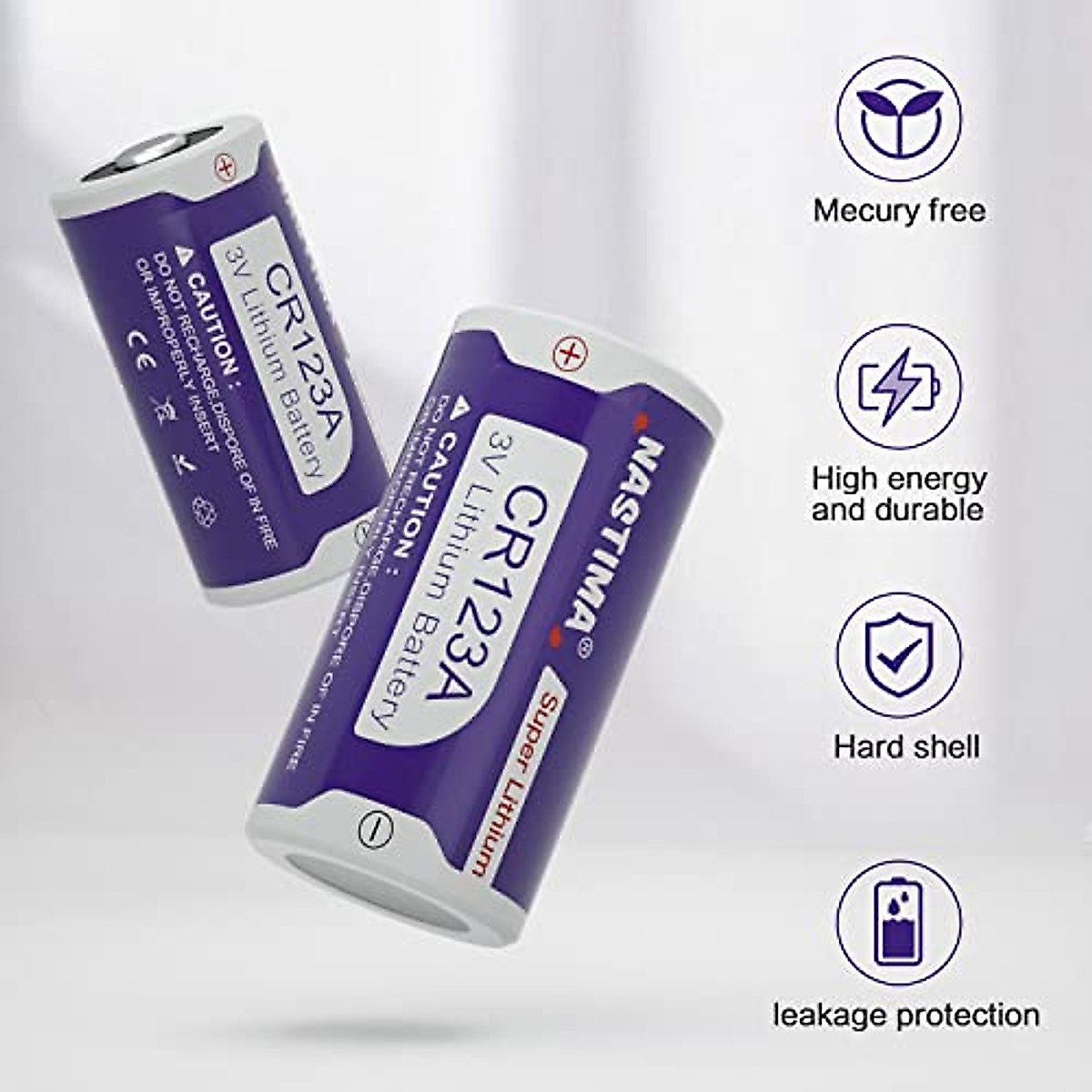 NASTIMA 12 Pack CR123A Battery, 3V Lithium Battery 1600mAh for Flashlight, Intelligent Instrumentation, Alarm Systems