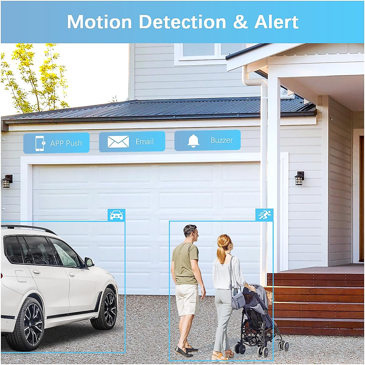(3.0MP & 2-Way Audio)Dual Antennas Security Wireless Camera Outdoor, 2K WiFi Home IP Bullet Exterior Surveillance Camera (2 Pcs)