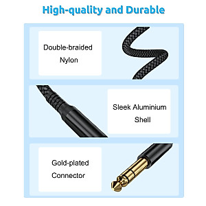 Itramax 1/4 inch TRS Audio Cable 10 FT,Straight 6.35mm Male Jack Balanced Stereo Cord,6.35 Instrument Interconnect Wire for Electric Guitar,Bass,Keyboard,Mixer,Monitor,Amplifier/Amp,Speaker Studio