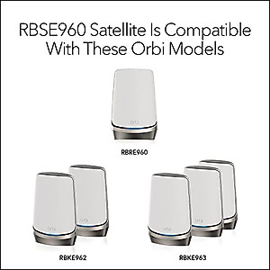 NETGEAR Orbi Quad-Band WiFi 6E Mesh Add-on Satellite (RBSE960) - Works with Orbi RBRE960, RBKE962, RBKE963, Adds Coverage Up to 3,000 sq. ft, AXE11000 (10.8Gbps), White Silver