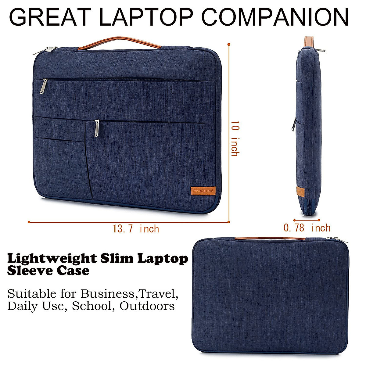 KINGSLONG 14 inch Laptop Sleeve Bag, Slim Shockproof Handbag, Computer Carrying Case Cover Compatible with MacBook Air/Pro,Acer Asus Dell HP Blue
