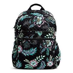 Vera Bradley Women's Cotton Campus Backpack, Island Garden - Recycled Cotton, One Size