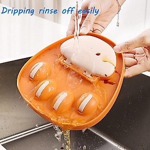 Spoon Lid Rest with Hooks, Multi-Function Non-slip Heat Resistant Kitchen Gadgets with Drip Pad, Utensil Holder for Cooking Spatula Ladle Spoon Accessories (Orange)