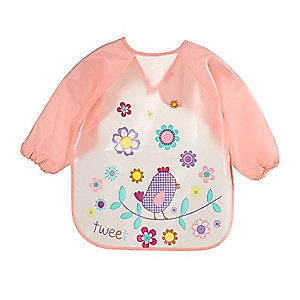 Haimoburg 4 Pcs Long Sleeved Baby Bibs Waterproof Sleeved Bib 9-36 Monts