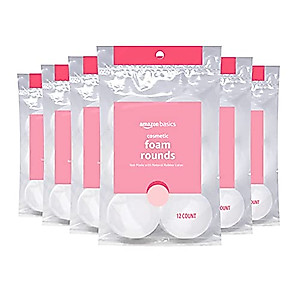 Amazon Basics Cosmetic Foam Rounds 12ct, Pack of 6 (Previously Solimo)