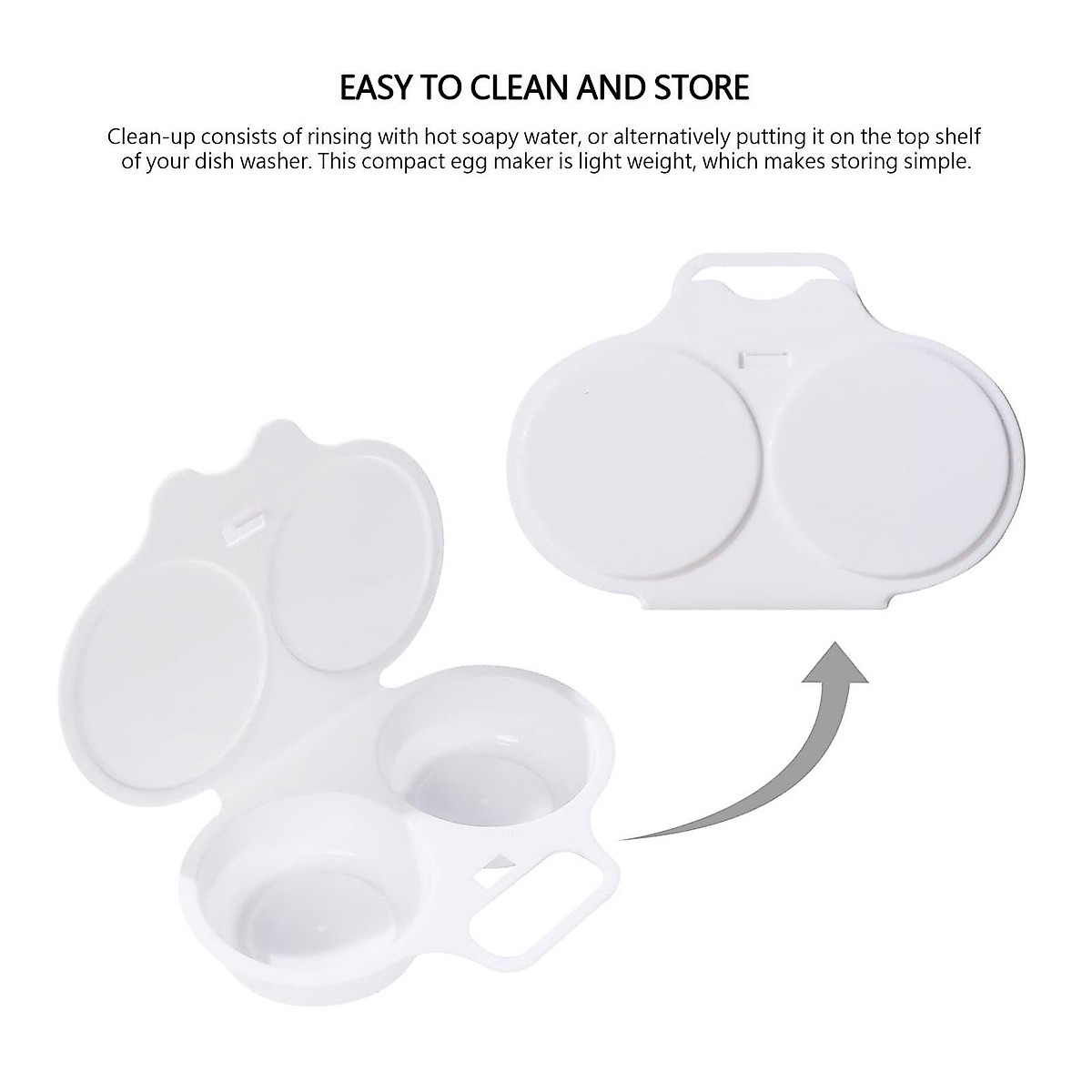 Microwave Egg Poacher - Dishwasher Safe Fast Egg Poacher, Double Drain Poached Egg Cups | Easy to Use Microwave Cavity Egg Cooker, Egg Poacher Microwave Egg Cooker for Kitchen, Cooking Gadgets, White