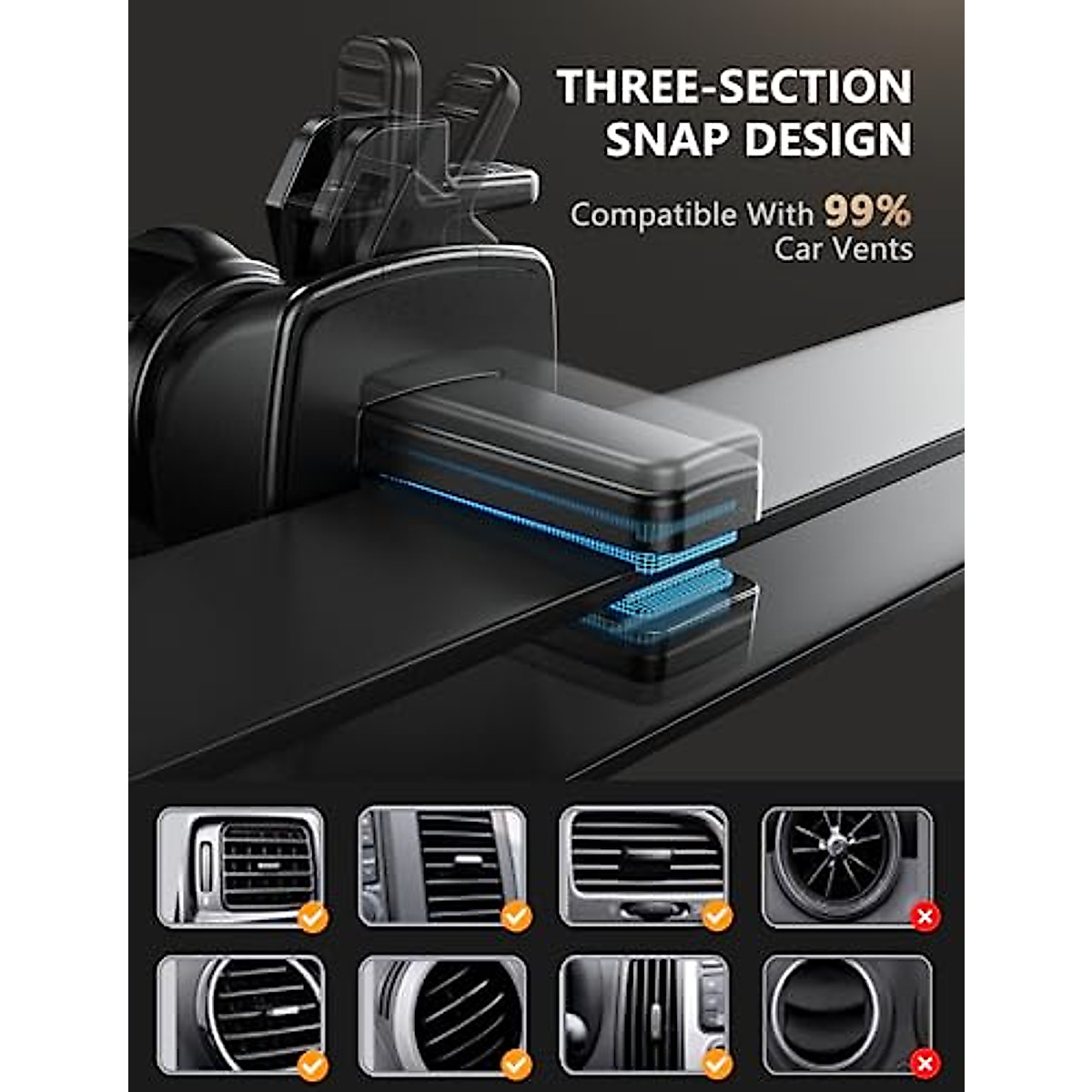 Wireless Car Charger, JOYMASS 15W Fast Charging Auto Clamping Car Charger Cell Phone Holder Mount Vent for iPhone 15 14 13 12 Mini Pro Max 11 XR XS X, Samsung Galaxy S23 Ultra S22 S21+ Note 20, etc