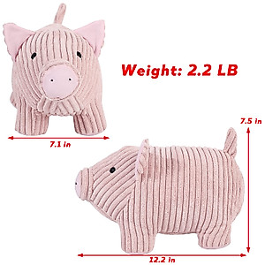 SANFERGE Cute Decorative Door Stopper for Home and Office Floor Door Stops, Fabric Animal Weighted Heavy Wall Protectors, Pink Pig