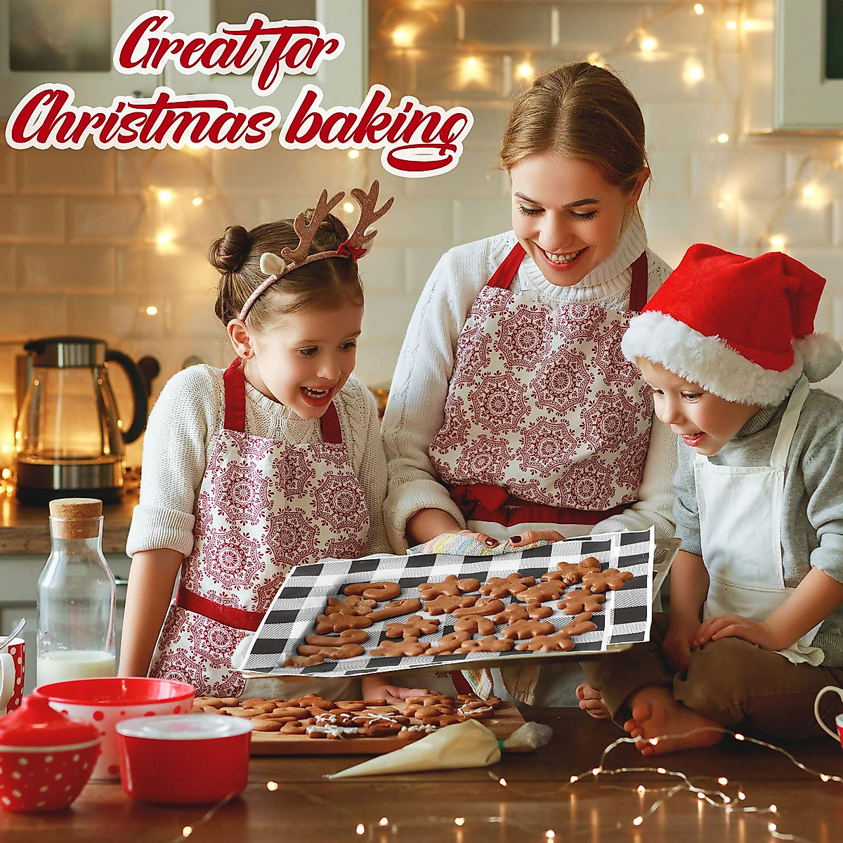 150 Pieces Wax Paper Sheets Christmas Wrap Paper Grease Resistant Paper Liners Greaseproof Paper Food Wrap Wrapping Tissue Sandwich Wrap Paper for Restaurant Food Supplies (Black White Plaid Style)