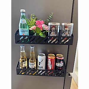 NAFCOOL Magnetic Spice Fridge Rack Shelf Organizer for Refrigerator, 2 Packs Moveable Magnetic Seasoning Organizer Shelves Kitchen Gadgets for Refrigerator Microwave Oven Washer, 12” Long…