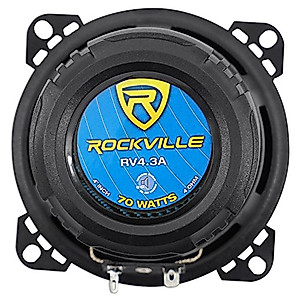 Pair Rockville RV4.3A 4" 3-Way Car Speakers 500 Watts / 70w RMS CEA Rated Total