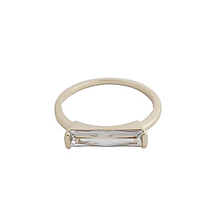 Honeycat Lorena Long Crystal Baguette Ring in Gold, Rose Gold, or Silver | Minimalist, Delicate Jewelry (Gold, 8)