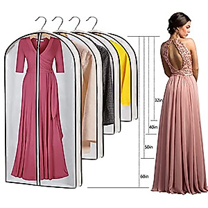 Mskitchen Hanging Clothes Bag with 4" Gusseted Garment Bag (Set of 3) for Storage Suit Bag for Closet Clear Garment Bags Dress Covers Garment Bags for Suits, Sweaters, Shirts - 24'' x 40"x4''/ 3 Pack