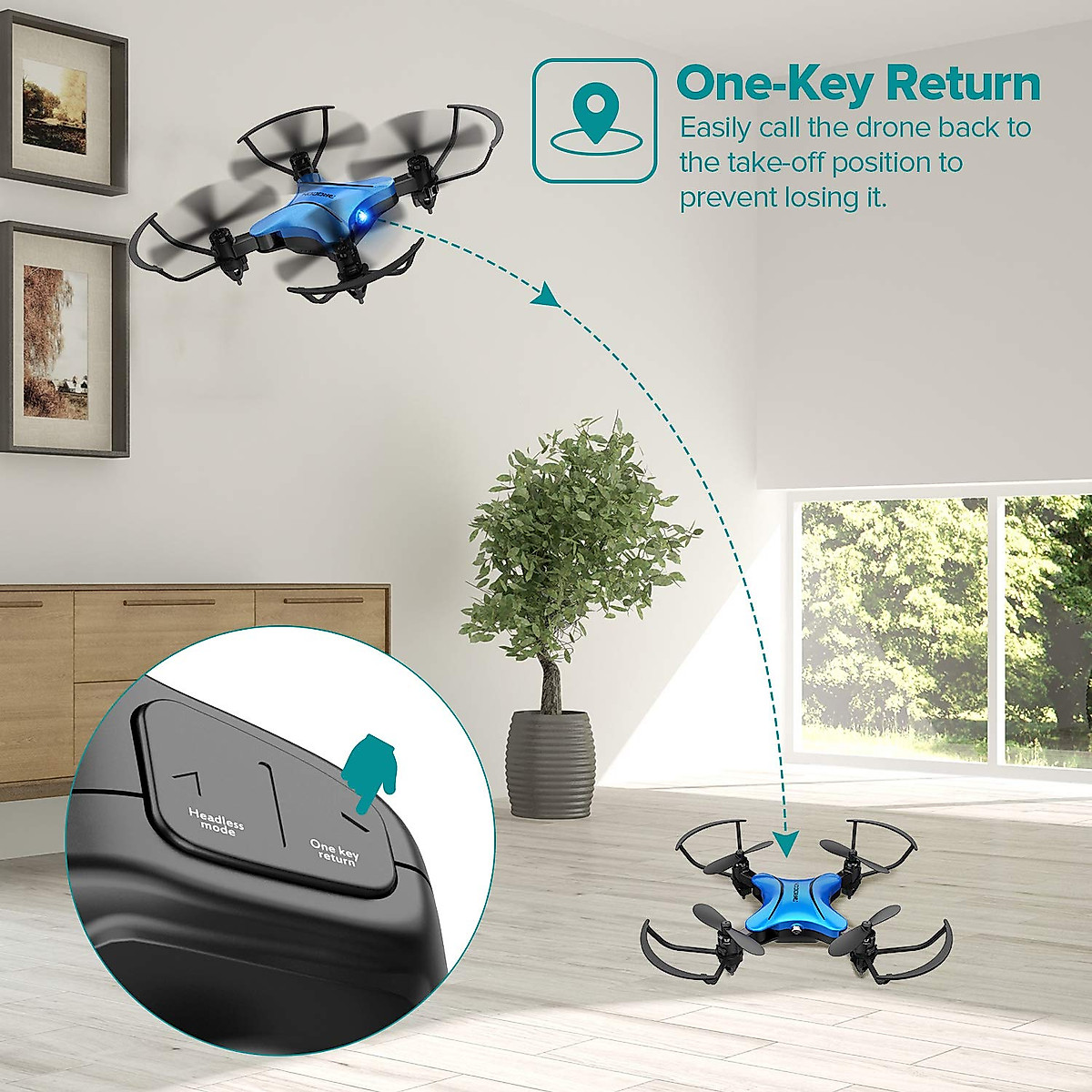 Drone with Camera, DROCON Spacekey 1080P Remote Control Drone for Kids Beginners, FPV Drone App Control, Gravity Control, One-key Return, 2 Batteries, 3 Speed Modes, Foldable Arms,Blue