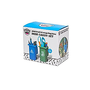 BigMouth Inc. Mini Trash Can and Recycle Can Desk Set, Novelty Office Desk Accessories with Closable Tops and Real Wheels