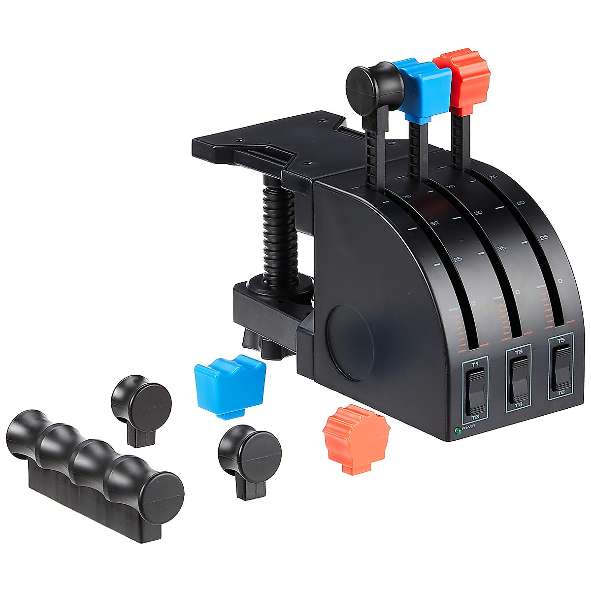 Logitech G Saitek PRO Flight Throttle Quadrant, Professional Simulation Axis Levers, LCD Display, 3x Two-Way Rocker Switches, Adjustable Bracket, USB, PC - Black