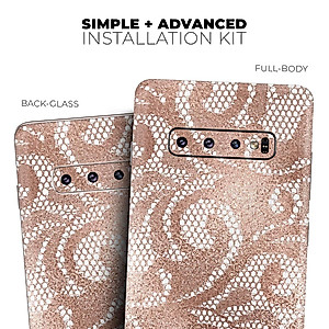 DesignSkinz Rose Gold Lace Pattern 14 Protective Vinyl Decal Wrap Skin Cover Compatible with The Samsung Galaxy S20 (Screen Trim & Back Glass Skin)
