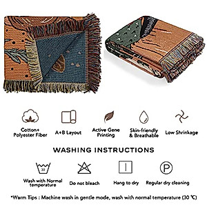 tiowik Cactus Desert Throw Woven Blanket with Tassel for Home Decoration Chair Couch Sofa Bed Beach Travel Picnic Cloth Tapestry Shawl Cozy Cotton (Orange 63×51 Inches)