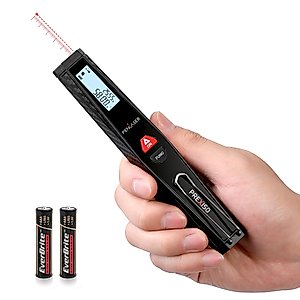 PREXISO Pocket Laser Measurement Tool, 135Ft Laser Distance Meter Backlit Display Laser Measure with Pen Clip Ft/Ft+in/in/M Unit - Pythagorean, Distance, Area, Volume Modes for Home, Industries