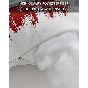 Recliner Head Pillow Ledge Loungers Chair Pillows with Insert Red Abstract Paint Lumbar Pillow with Adjustable Strap Outdoor Waterproof Patio Pillows for Couch Beach Pool Office Chair, 2 PCS