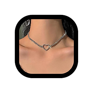 Zoestar Rhinestone Choker Necklace Gorgeous Crystal Necklaces Heart Neck Chain Jewelry for Women