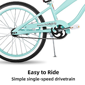 JOYSTAR 20 Inch Kids Beach Cruiser Bike for Girls Ages 6-10 Years Old Single Speed Kids Bike with Coaster Brake Green