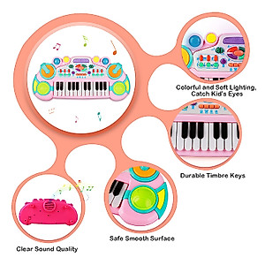 TWFRIC 24 Keys Baby Piano Toy Musical Toys for Toddlers Kids Piano Keyboard with LED Lights Toddler Toys Age 1-2 Early Learning Toys for 1 2 3 Year Old Girls Gifts