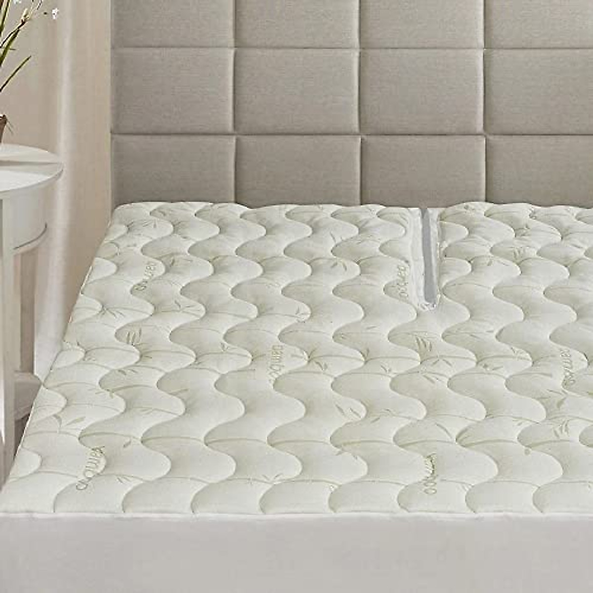 Top Split California King (Flex Head) Waterproof Bamboo Jacquard Mattress Pad for Half Split Calking Beds