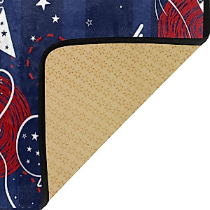 4Th of July Kitchen Rug American Independence Day Door Mat Non-Slip Patriotic Memorial Day Bath Rug Home Decor Runner Floor Mat Carpet for Kitchen Living Bedroom 39 x 20 Inch