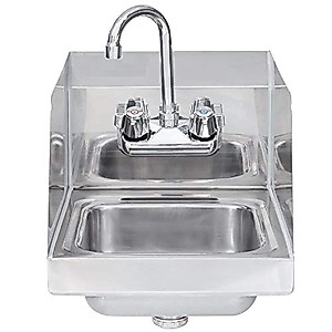 Commercial Stainless Steel Wall-Mount Hand Sink with Side Splash - NSF