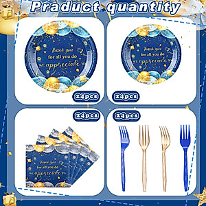 Tiangrid 96 Pcs Pastor Appreciation Decoration Thank You Customer Service Week Party Supplies We Appreciate You Disposable Plates and Napkins Set for Christmas Retirement Employee Appreciation Party