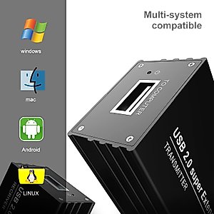 SZBJ USB Extender Over RJ45 Cat5E/6 up to 230ft Ethernet Cable Extender with Power Adapter with 2 USB2.0 Output - Full USB 2.0 Support for Keyboard, Dongle，Mouse, Webcam, and All Operating System 102
