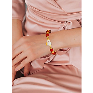 YANCHUN 2023 Rabbit Year Bracelet for Women Chinese Zodiac Animal Charm Bracelet Lucky Carnelian Jade Rabbit Bracelet