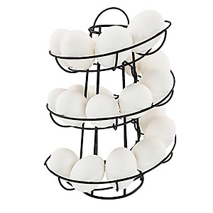 homozy Modern Spiral Egg Skelter Holder Wire Rack Up to 24 Eggs Free Standing - Black, 18x30.5cm