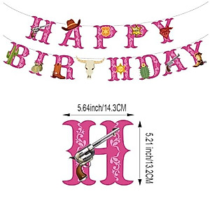 Western cowgirls birthday party decoration with banner cake topper balloons pink birthday party supplies for girls lets go girls party decoration