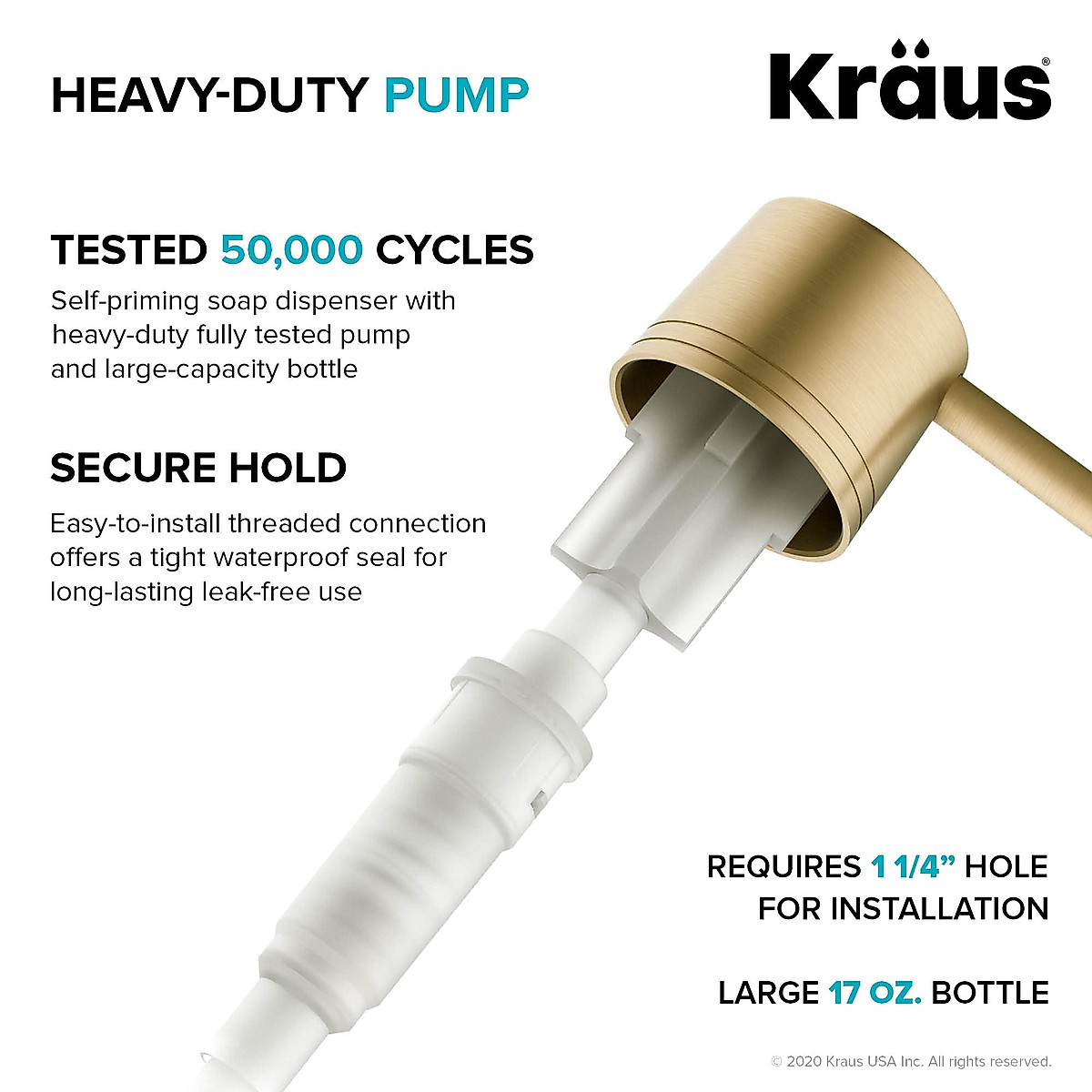 KRAUS Kitchen Soap and Lotion Dispenser in Brushed Gold, KSD-31BG